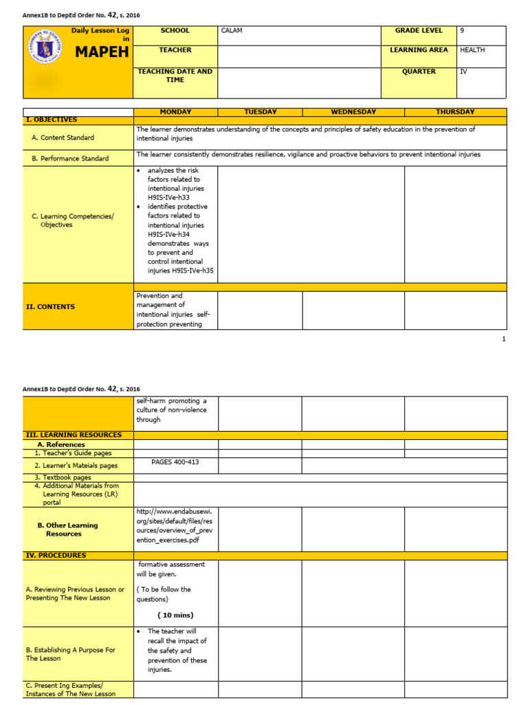 Map9 Q4 Health WK8 | PDF | Learning | Teachers