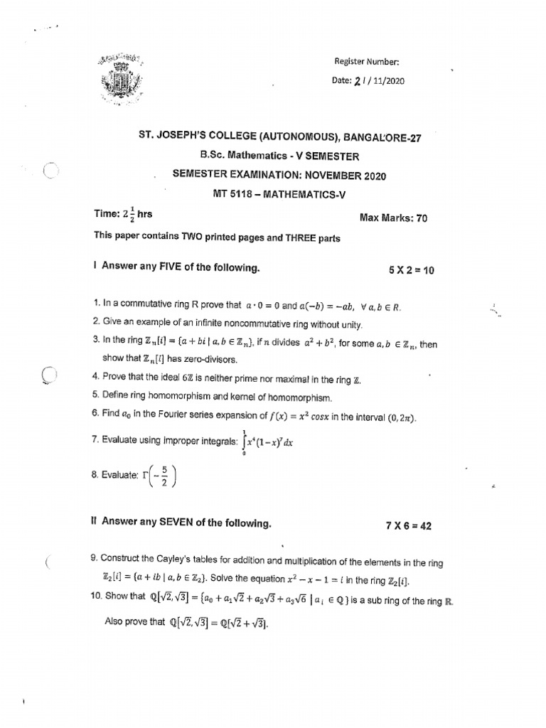 MT5118 | PDF | Ring (Mathematics) | Field (Mathematics)