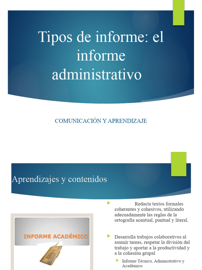 Clase 8 y 9 - Informe Administrativo y Académico 8 - 11 | PDF | Toma de ...