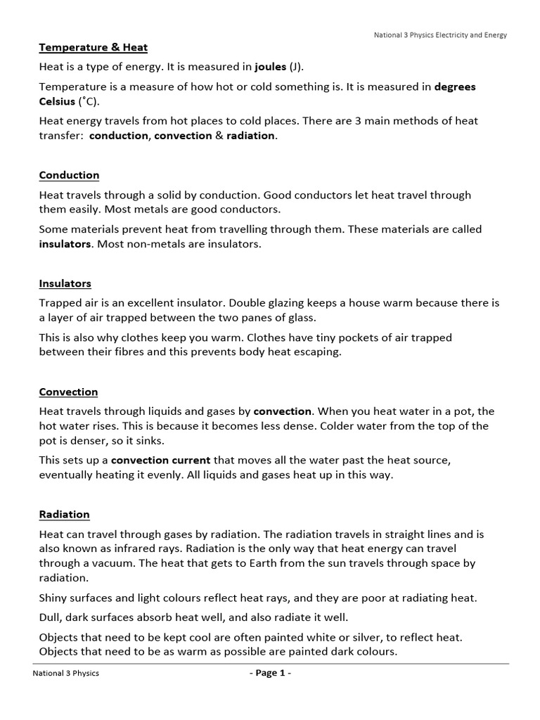 n3 Physics Revision Notes - Electricity and Energy Farr Hs | PDF ...