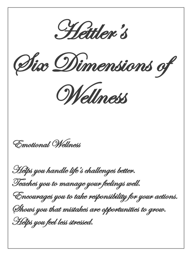 Hettler’s Six Dimensions of Wellness Guide | PDF | Meditation | Feeling