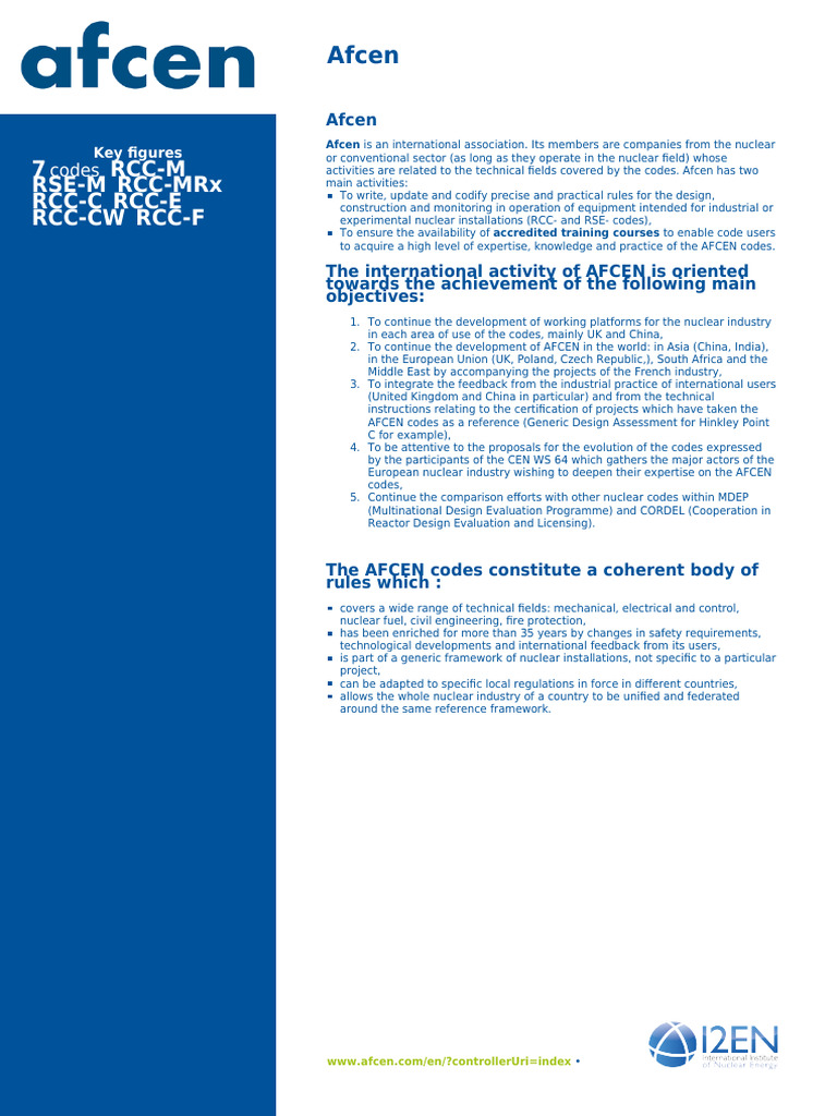 Afcen | PDF | Nuclear Power | Nuclear Energy