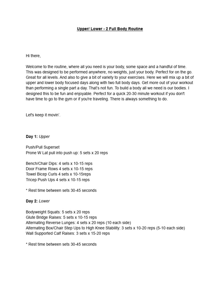 Free UP 2FB Routine | PDF | Weight Training | Physical Exercise