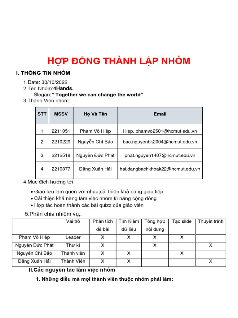 HK221 20221 EE1001 L06 Nhom07 2022 10 30 Hop Dong Nhom | PDF