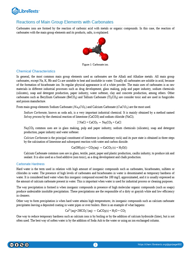 Reactions of Main Group Elements With Carbonates | PDF | Sodium ...