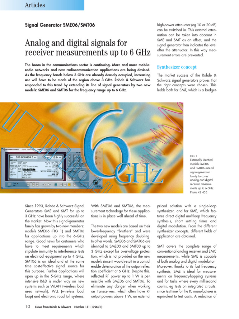Rohde & Schwarz - Signal Generator - SME06 | PDF | Frequency Modulation ...