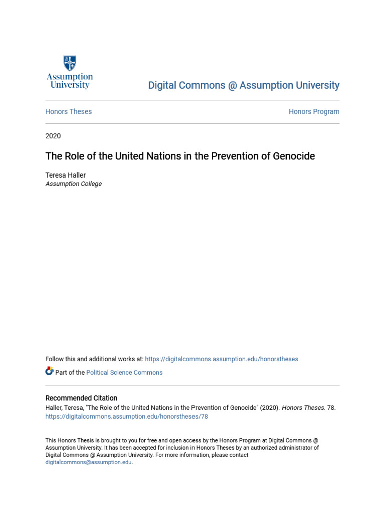 The Role of The United Nations in The Prevention of Genocide | PDF ...