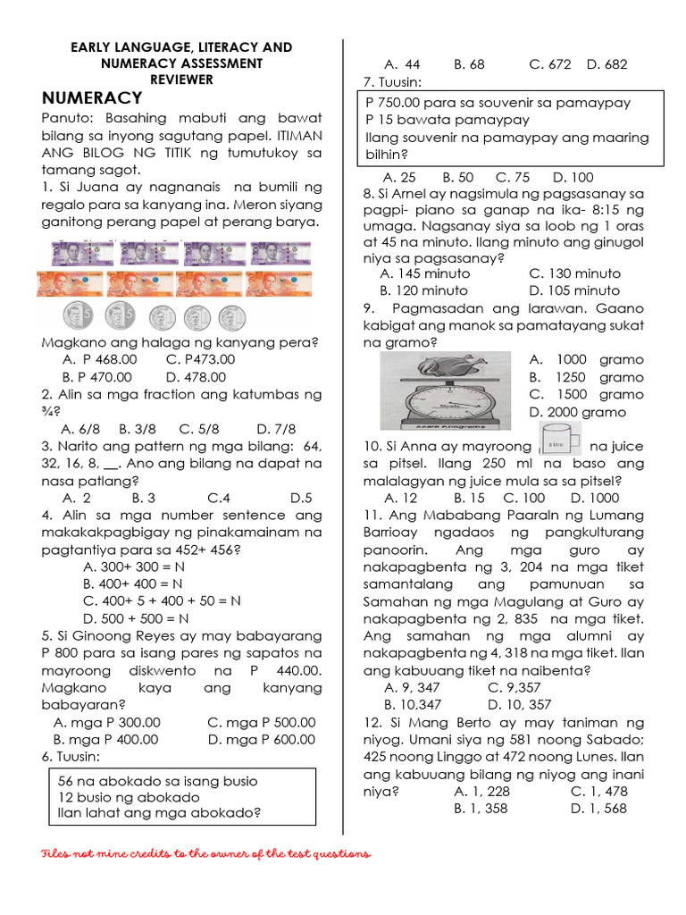 Ellna Math Reviewer 2 Column | PDF