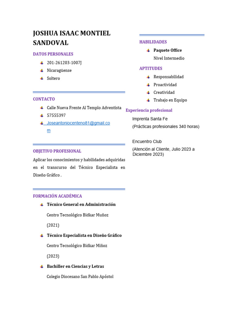 Joshua Montiel Curriculum 2024 | PDF