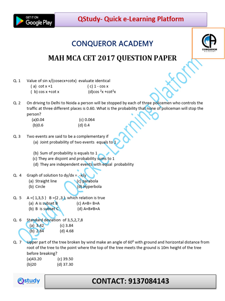 Mca Mah Cet 2017 | PDF | Geometry | Elementary Geometry