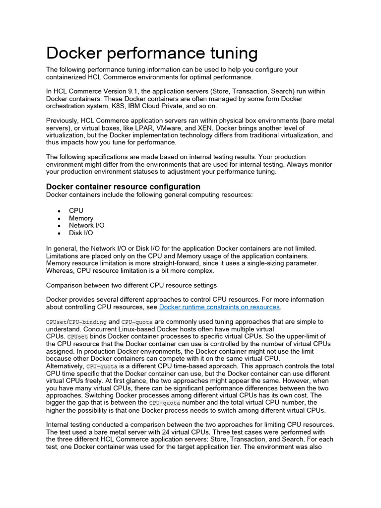 Docker performance tuning | PDF | Central Processing Unit | Process (Computing)