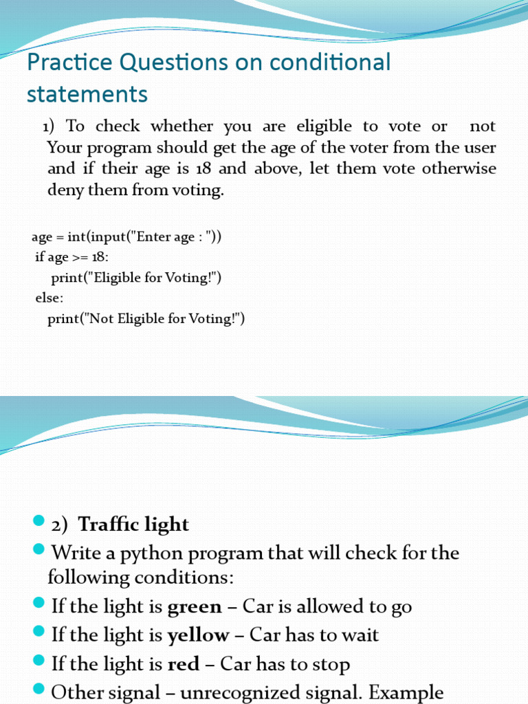 Conditional Statements Practice in Python | PDF | Computer Programming ...