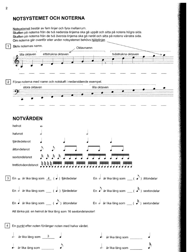 Notsystemet Och Noterna + Notvärden | PDF