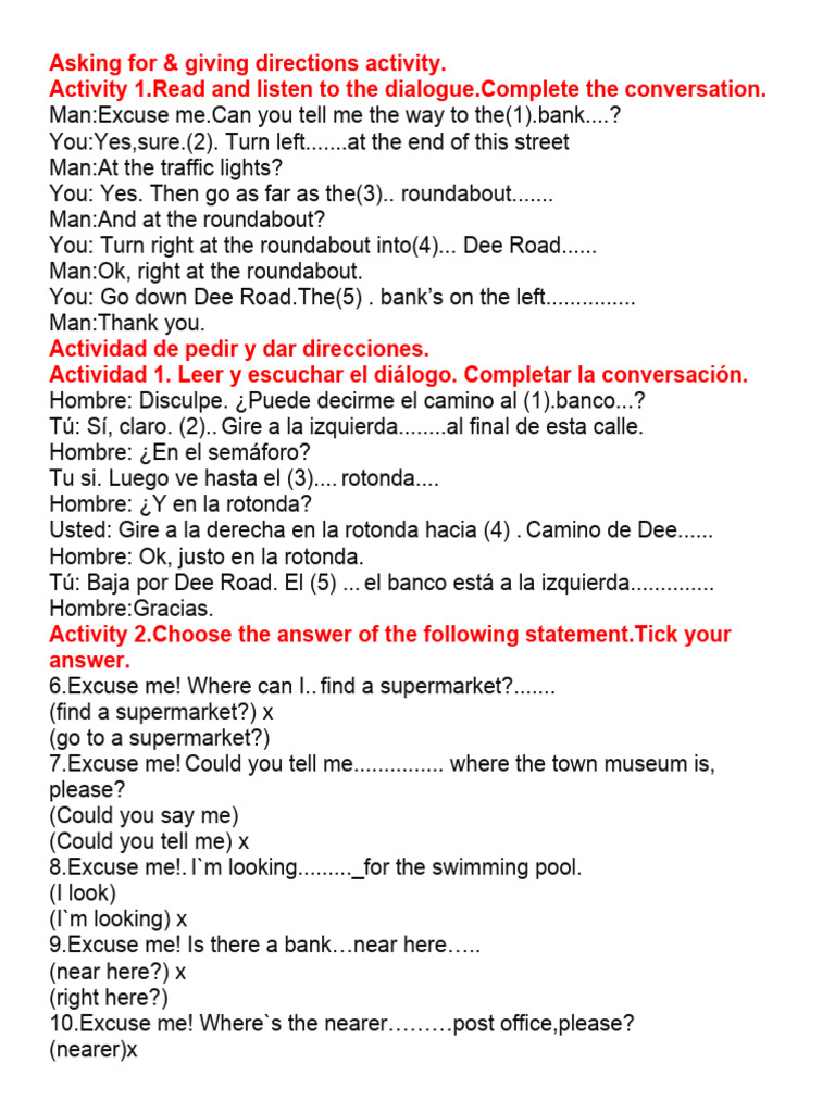 Actividad 1 Leer Y Escuchar El Diálogo Completar La Conversación