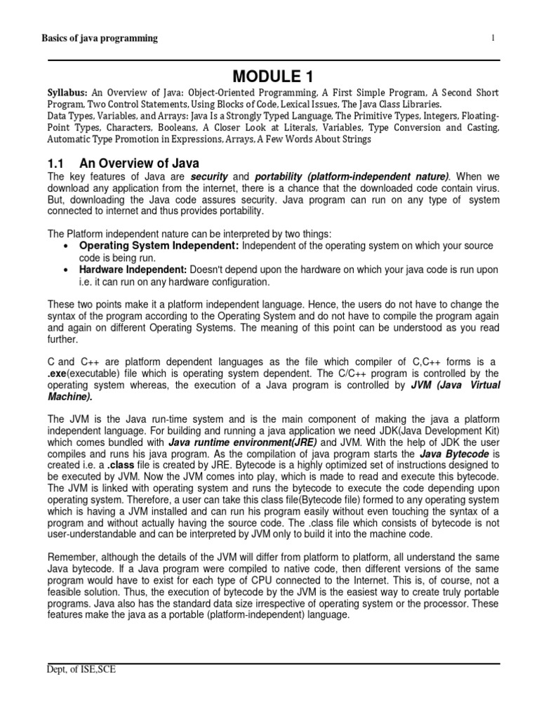 Module1 22PLC25C Java | Download Free PDF | Class (Computer Programming) | Java Virtual Machine