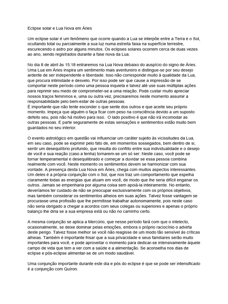 Eclipse Solar e Lua Nova em Áries | PDF | Lua | Eclipse