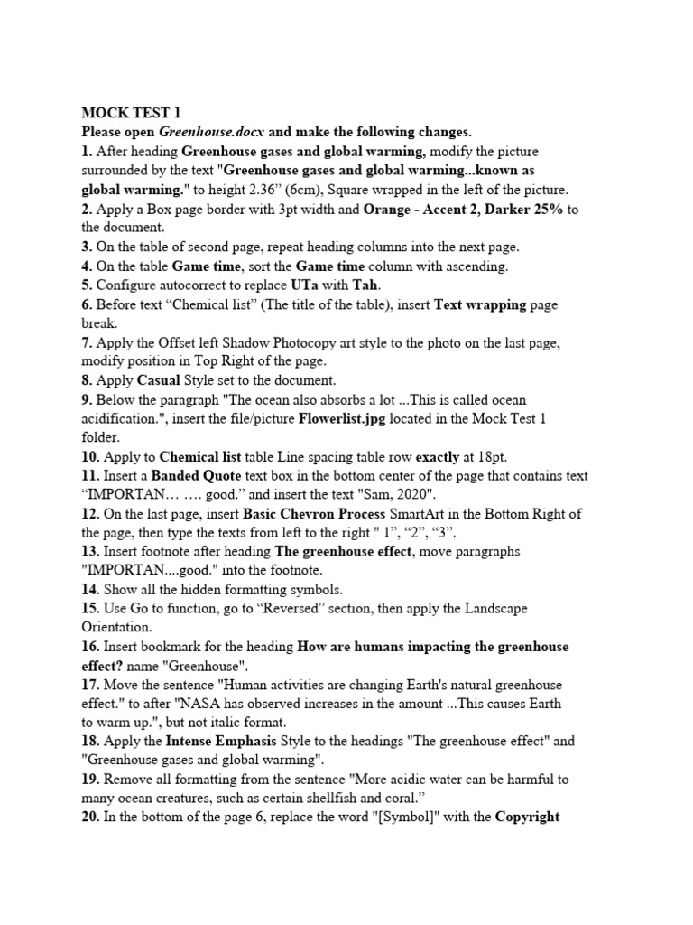 MOCK TEST 1 đề | PDF | Greenhouse Effect | Paragraph