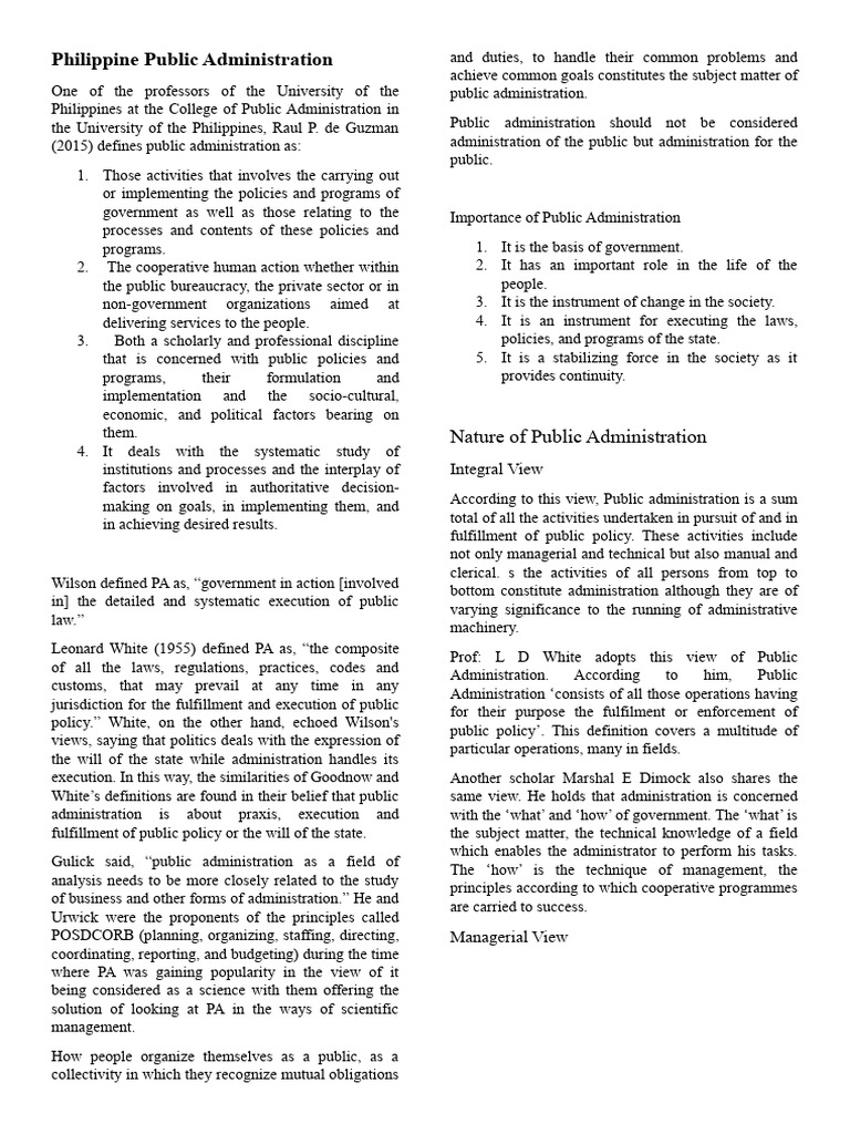 Philippine Public Administration | PDF | Public Administration | Bureaucracy