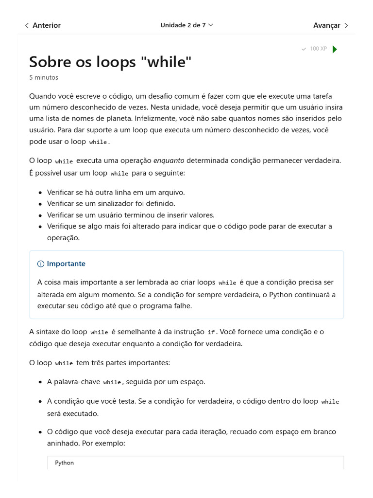 35 Sobre Os Loops - While - Training - Microsoft Learn | PDF | Python ... 35 Sobre Os Loops - While - Training - Microsoft Learn | PDF | Python ...