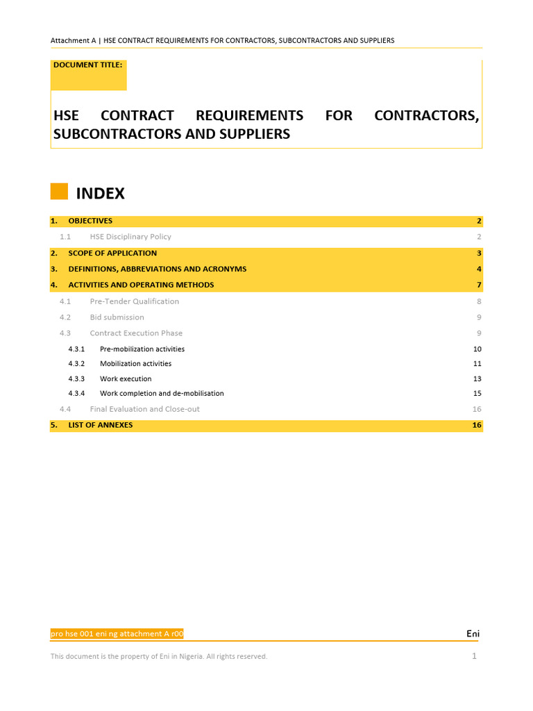 Appendix E - HSE Requirements | PDF | General Contractor | Risk