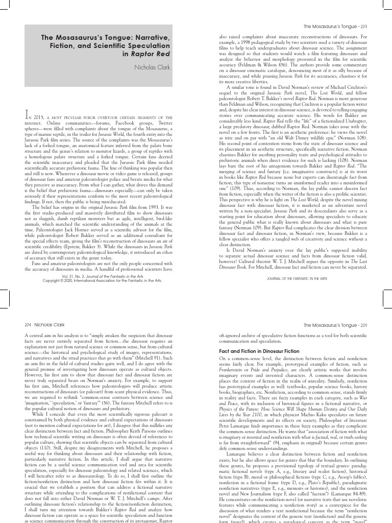 RAPTOR RED - Analysis On Scietific Accuracy On The Novel | PDF ...