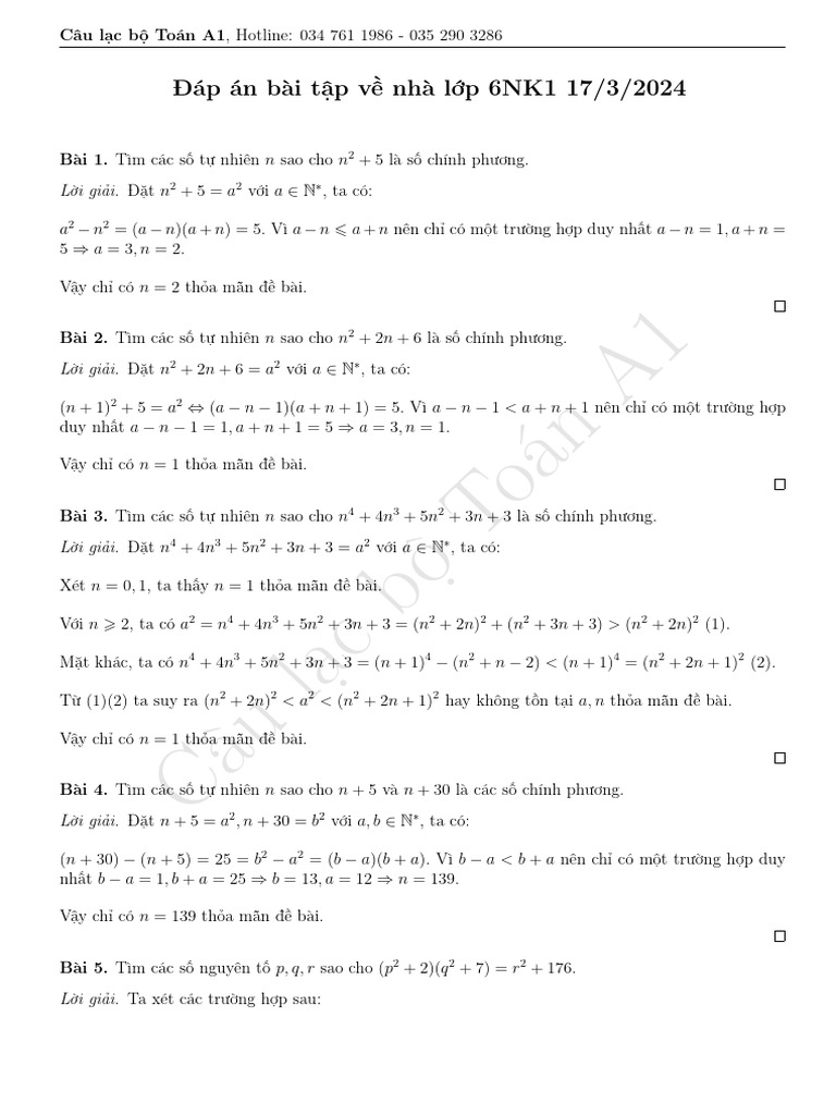 Đáp Án BTVN 6NK1 17-03 | PDF