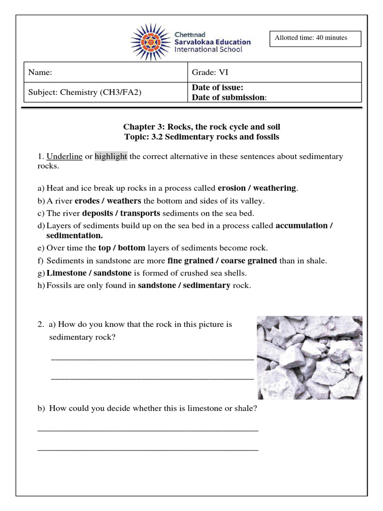 G6 Biology Ch3 FA2 | PDF | Sedimentary Rock | Sediment