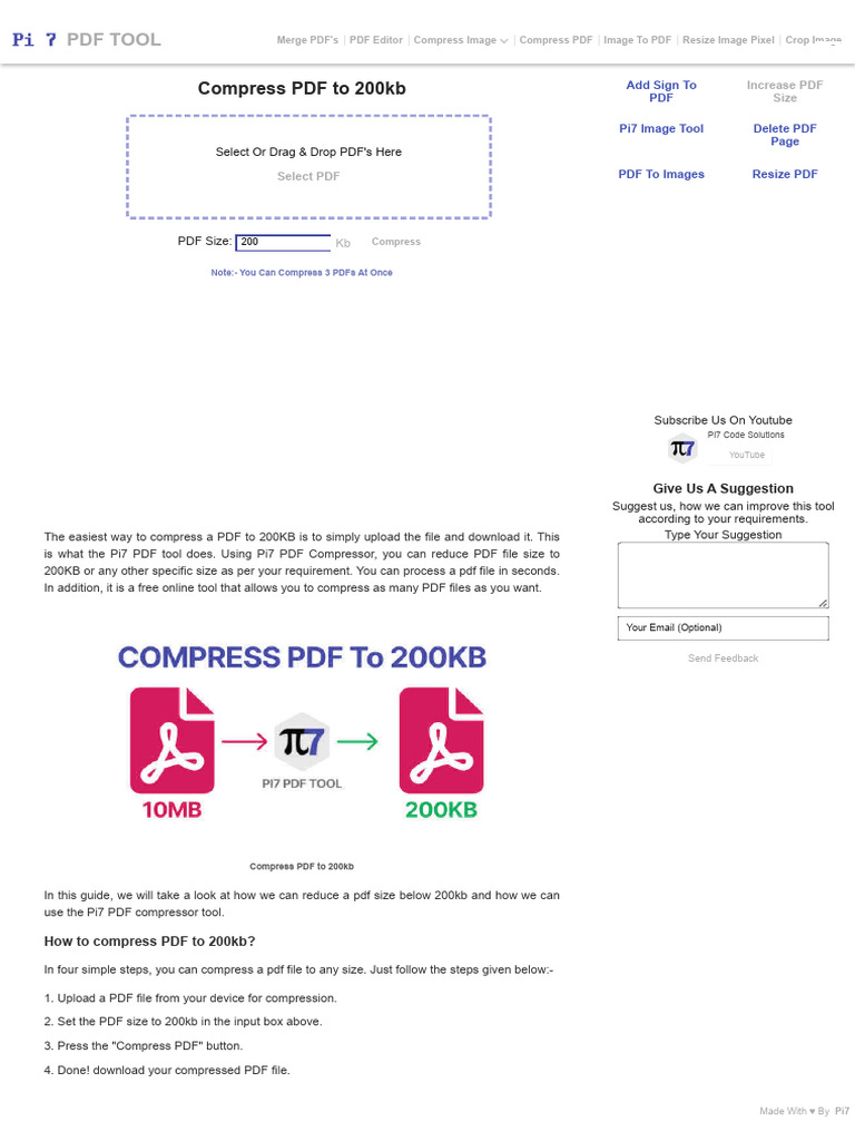 Compress PDF To 200kb - Pi7 PDF Compressor | PDF | Data Compression | Computing