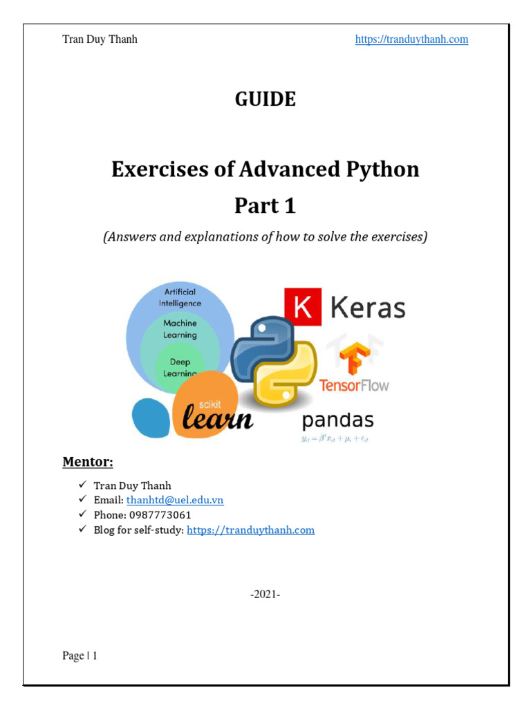 Exercise Guide Advancedpython Part 1 Pdf Computer Programming Computer Program