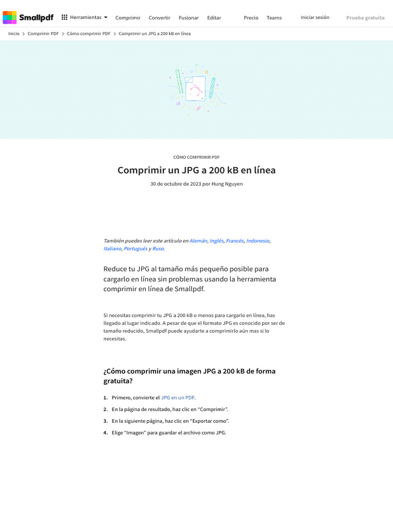 Comprimir Un JPG A 200 KB en Línea - Smallpdf | PDF | Compresión de ...