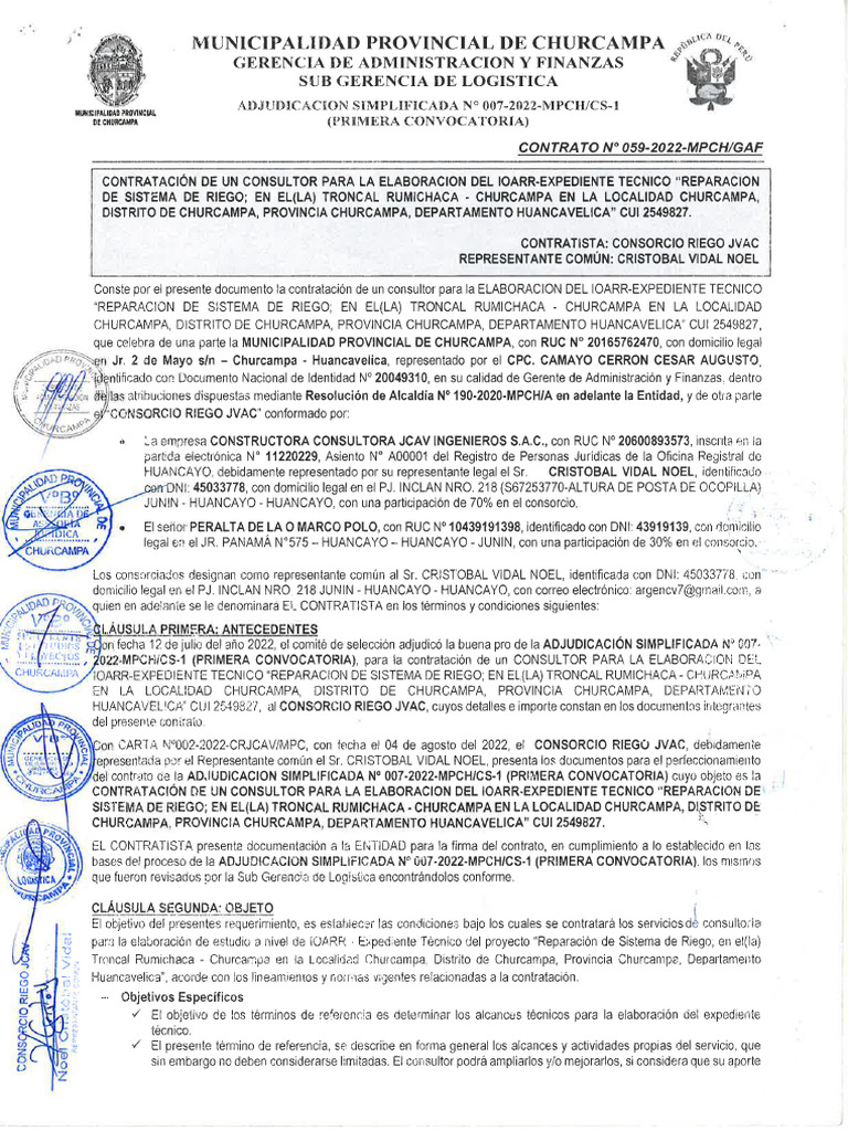 Contrato #059-2022 - CHURCAMPA | PDF