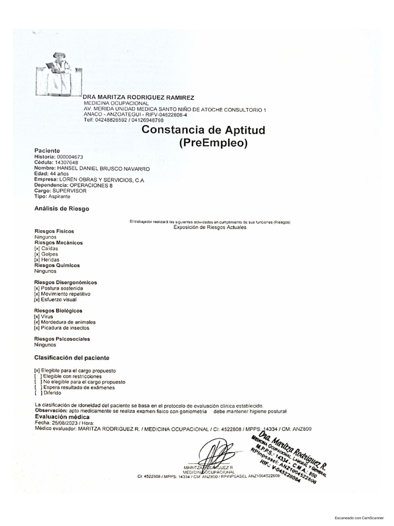 Pre-Empleo Hansel Brusco | PDF