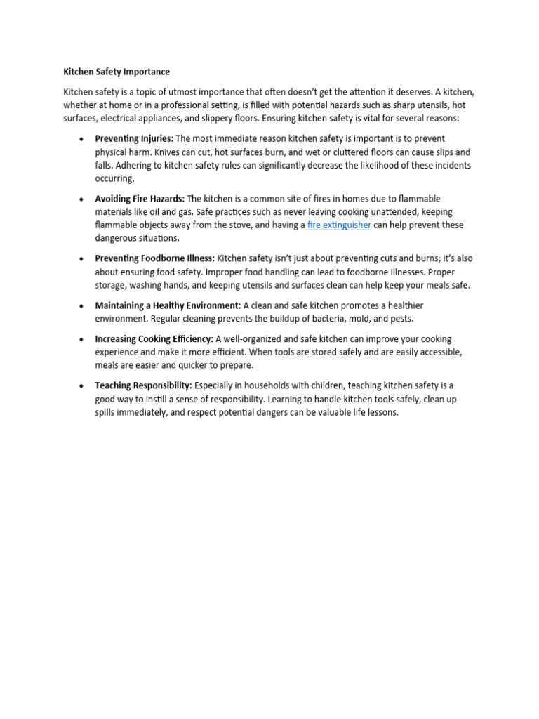 Kitchen Safety Importance | PDF | Wellness | Science & Mathematics