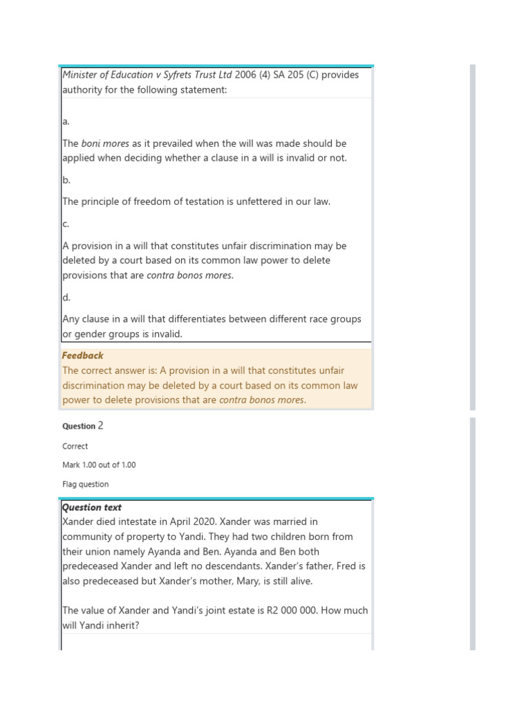Quiz Answers1 | PDF | Property Law | Common Law