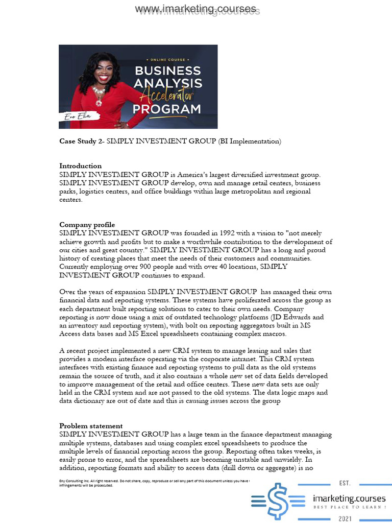 03-Case Study 2 - Simply Investment Group Business Intelligence ...
