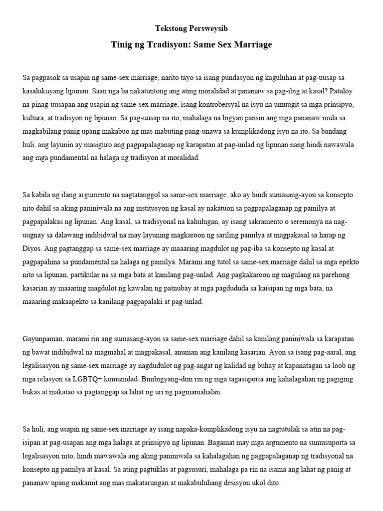 Final Paper - Tekstong Persweysib | PDF