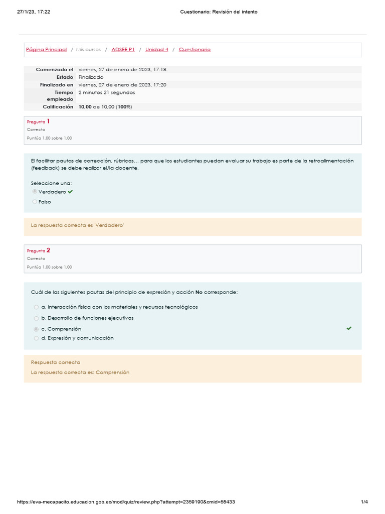 Modulo 2 Dua Unidad4 | PDF | Cuestionario | Evaluación
