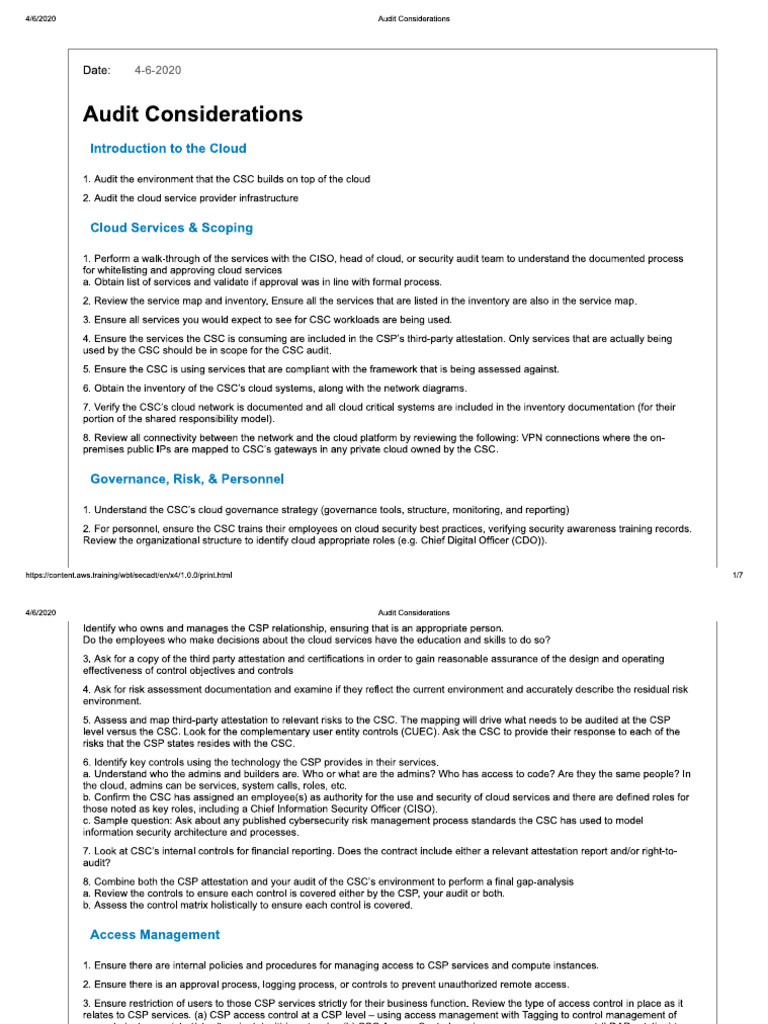 Audit Considerations | PDF