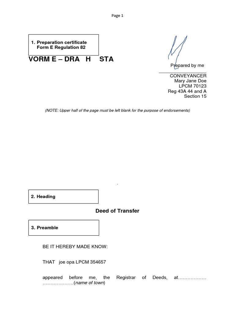 Deed of Transfer Preparation Guide | PDF | Deed | Sanitary Sewer