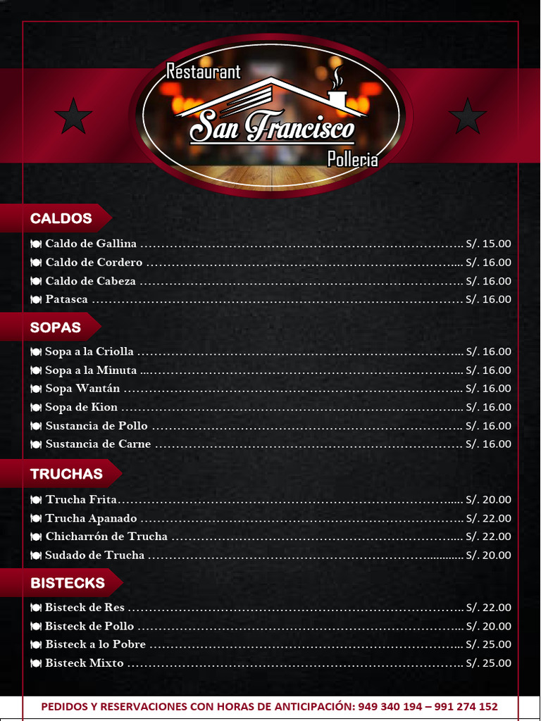 Carta de Comidas PDF | PDF | Carne | Cocina latinoamericana