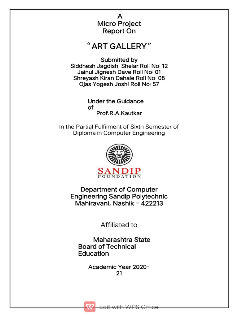 "Art Gallery": A Micro Project Report On | PDF | Databases | Php