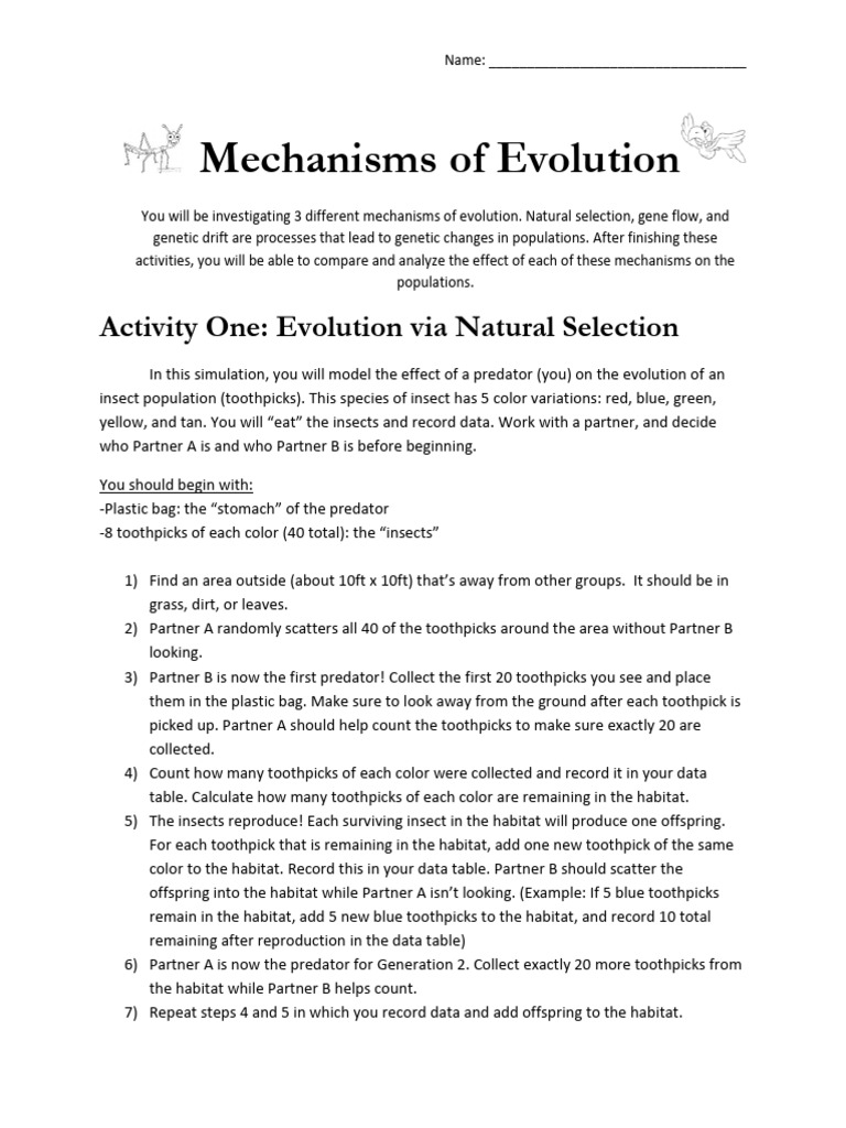 2016 Mechanisms of Evolution Activity | PDF | Evolution | Color