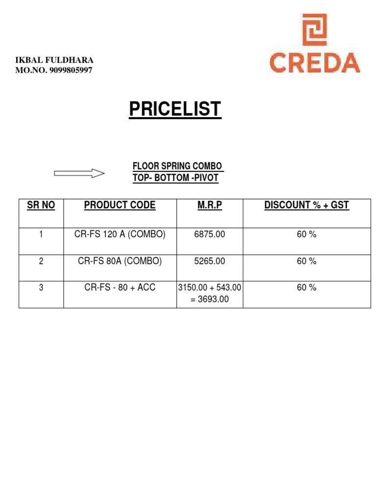 Comprehensive Price List for Glass Hardware | PDF