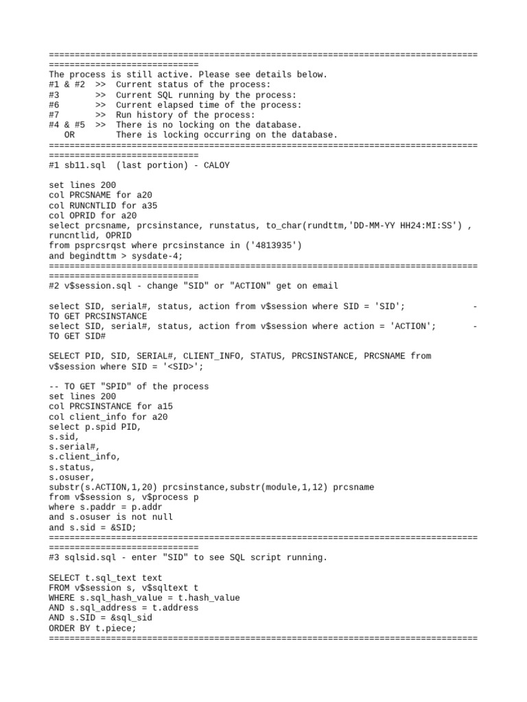 SQL Process Status and Details | PDF | Software | Information Technology Management