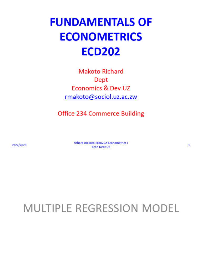 ECD202 Lec05 2023 | PDF | Ordinary Least Squares | Linear Regression