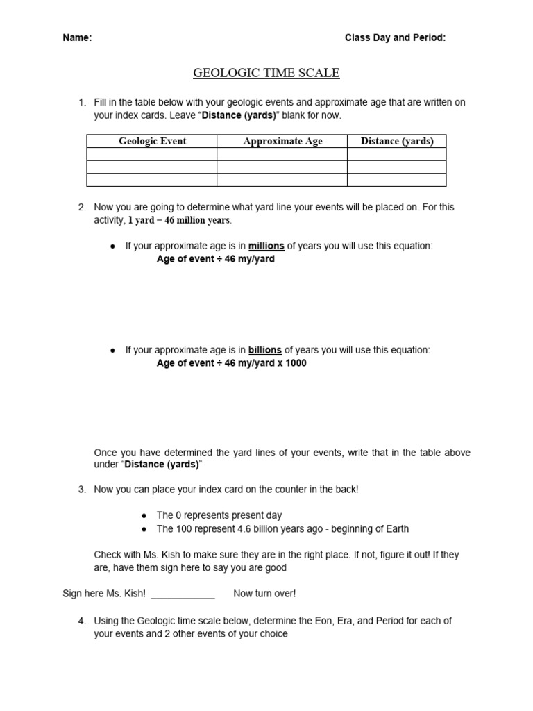 Geologic Time Scale Activity Guide | PDF | Geologic Time Scale | Mammals