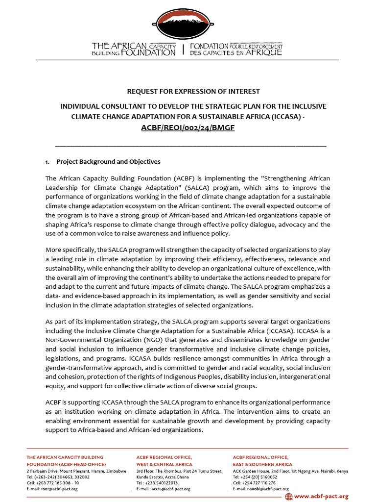 Expression of Interest - Process No - ACBF-REOI-002-24 - SALCA | PDF ...