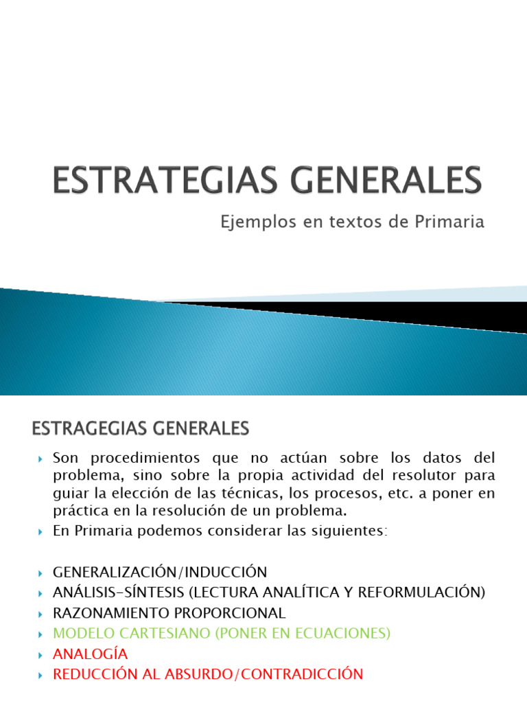 GD5-1Estrategias Generales en Primaria | PDF | Ecuaciones | Heurístico