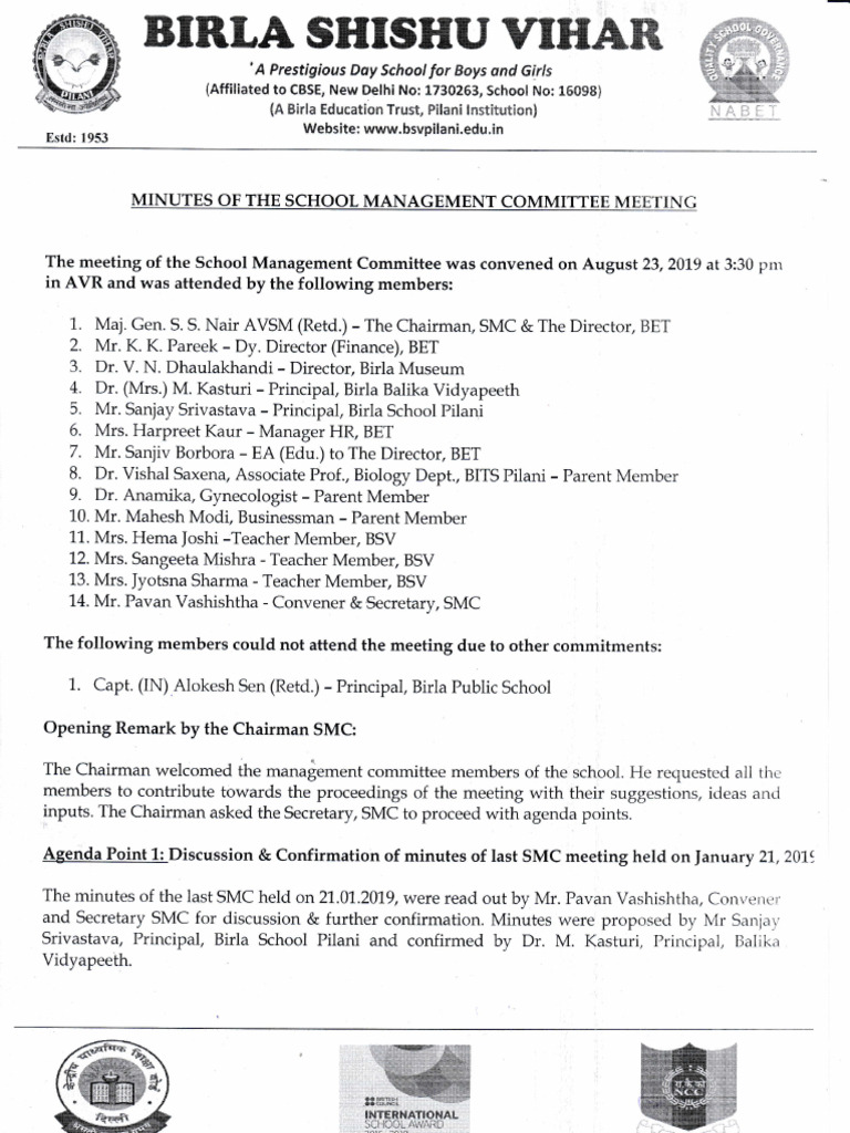 School Management Committee Meeting Minutes | PDF