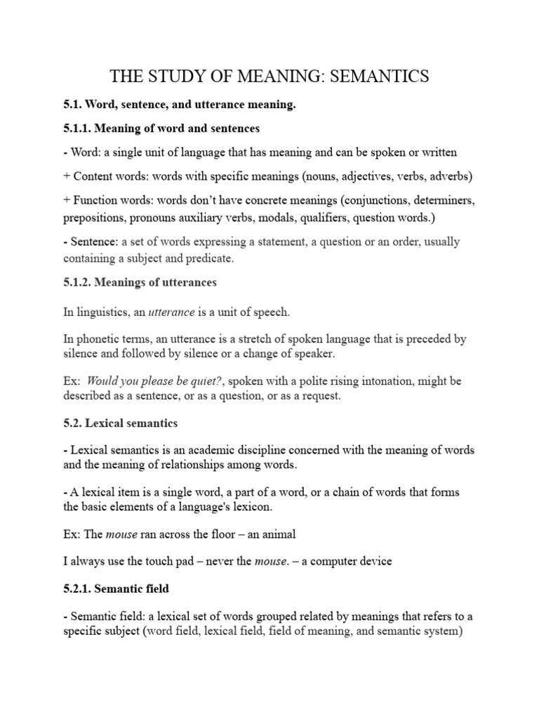 Hoàng Thị Minh Nguyệt - Semantics | PDF | Semantics | Word